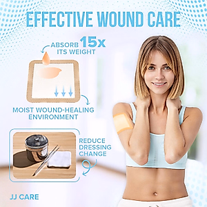 JJ CARE Silicone Foam Dressing [Pack of 10], 4x4 Foam Wound Dressing with Silicone Adhesive Border, Showerproof and Absorbent Medical Bandages