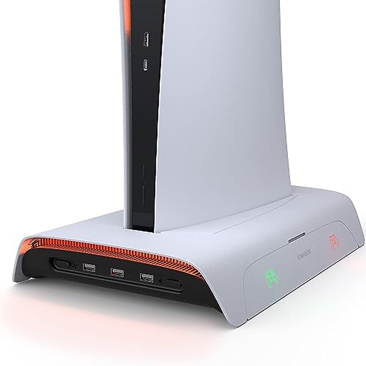 KIWIHOME Cooling Station for PS5 Accessories, Vertical Stand with RGB for Console, 3-Level Fan, Dual Controller Charging Station, 10 Game Slots, Compatible with Disc & Digital Edition