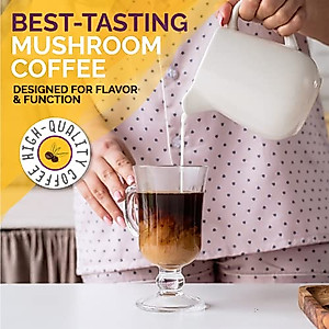 Grateful Earth Mushroom Coffee Instant - Immune Support- Super Brain Blend- Turmeric, Cinnamon, Lion’s Mane, Chaga, L-Theanine, Black Pepper- Dairy Free- 20 Ct