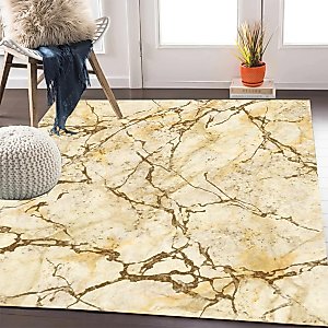 Brown Tan Marble Abstract Modern Area Rug 2x8 Vintage Distressed Aesthetic Rug for Living Room Bedroom Diningroom Indoor Outdoor Office Kitchen Garden Patio Carpet