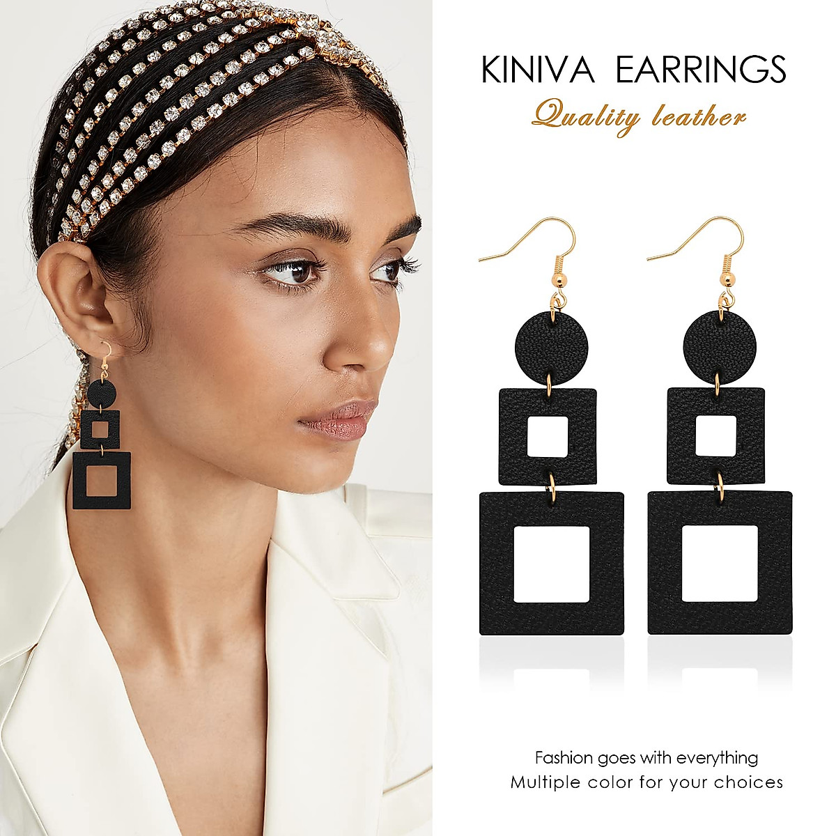 KINIVA Big Dangle Earrings for Women Trendy, Lightweight Boho Earrings Drop, Fashion Gifts for Christmas (38 Black)