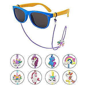 SKYCOOOOL Kids Glasses Strap (8PCS) Unicorn Rainbow Adjuster Stretchy Eyeglass Strap for Boys Girls