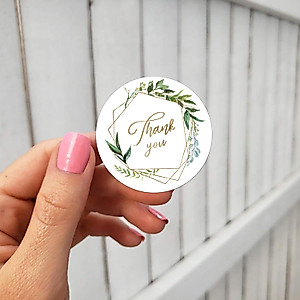 Greenery Frames Thank You Stickers, 2 Inch Thank You Stickers, 50 Thank You Labels Perfect for Small Business Owners, Wedding, Birthday Party Favors, Thanks Envelope, Gift Box.