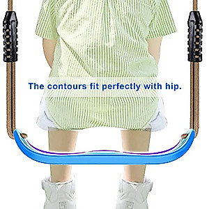 SELEWARE Plastic Swing Seat, Non Slip Tree Swing Set with Adjustable Rope and 2 Carabiners, Heavy Duty Playground Swing Set Accessories for Kid Indoor Outdoor Backyard, Blue