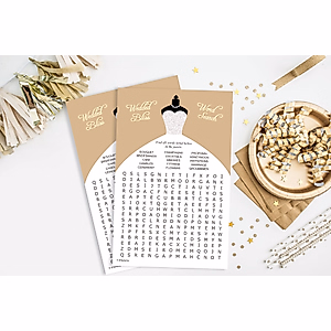All Ewired Up Wedding Word Find/Search Game - Bridal Shower - Champagne Silver Wedding Dress (50-Sheets)