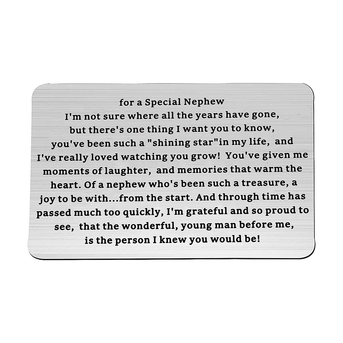 AKTAP Nephew Gift For A Special Nephew Engraved Wallet Insert Graduation Card Inspirational Gift For Nephew From Uncle (Nephew Engraved Wallet)