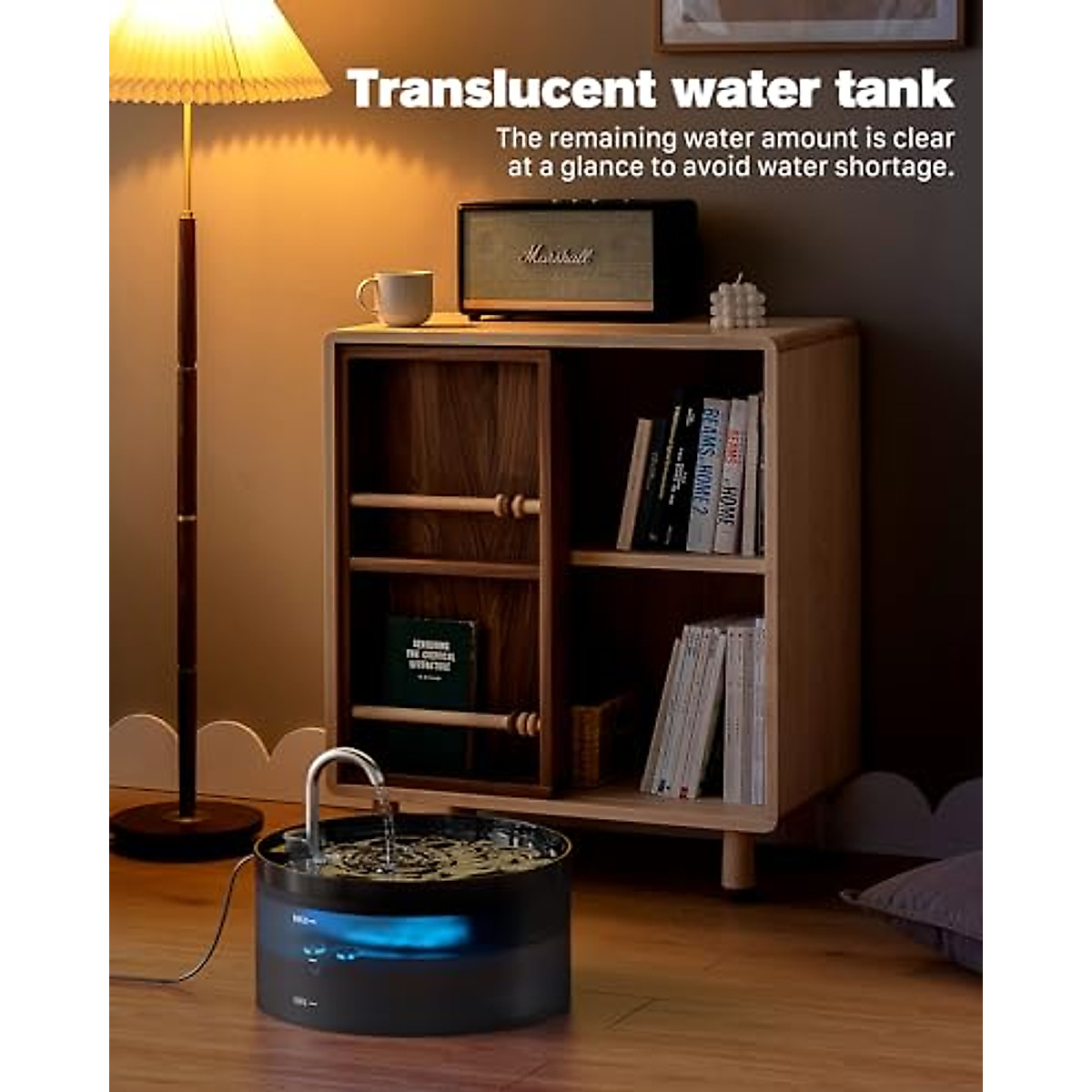 Cat Water Fountain: 108oz/3.2L Cat Fountain Super Silent Pet Water Fountain - Water Fountains for Cats Indoor - Faucet Cat Fountain - Quiet Water Pump - Suitable for Cats and Dogs - BEMOONY