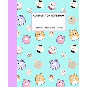 Cute Squish Animals Composition Notebook | Wide Ruled Notebook | 7.5 x 9.25 inches | 100 Pages | For Kids and Teens