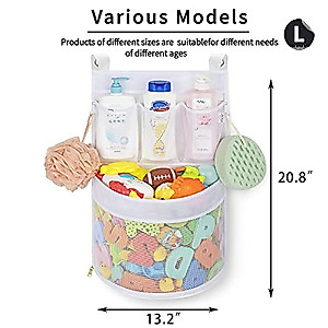 Baby Bath Toy Organizer, quick drying， and mould proof, Multiple-Suspension Bath Toy Holder, Large Capacity Multi Use Bathtub Toy Storage Bag（1 Large, White）