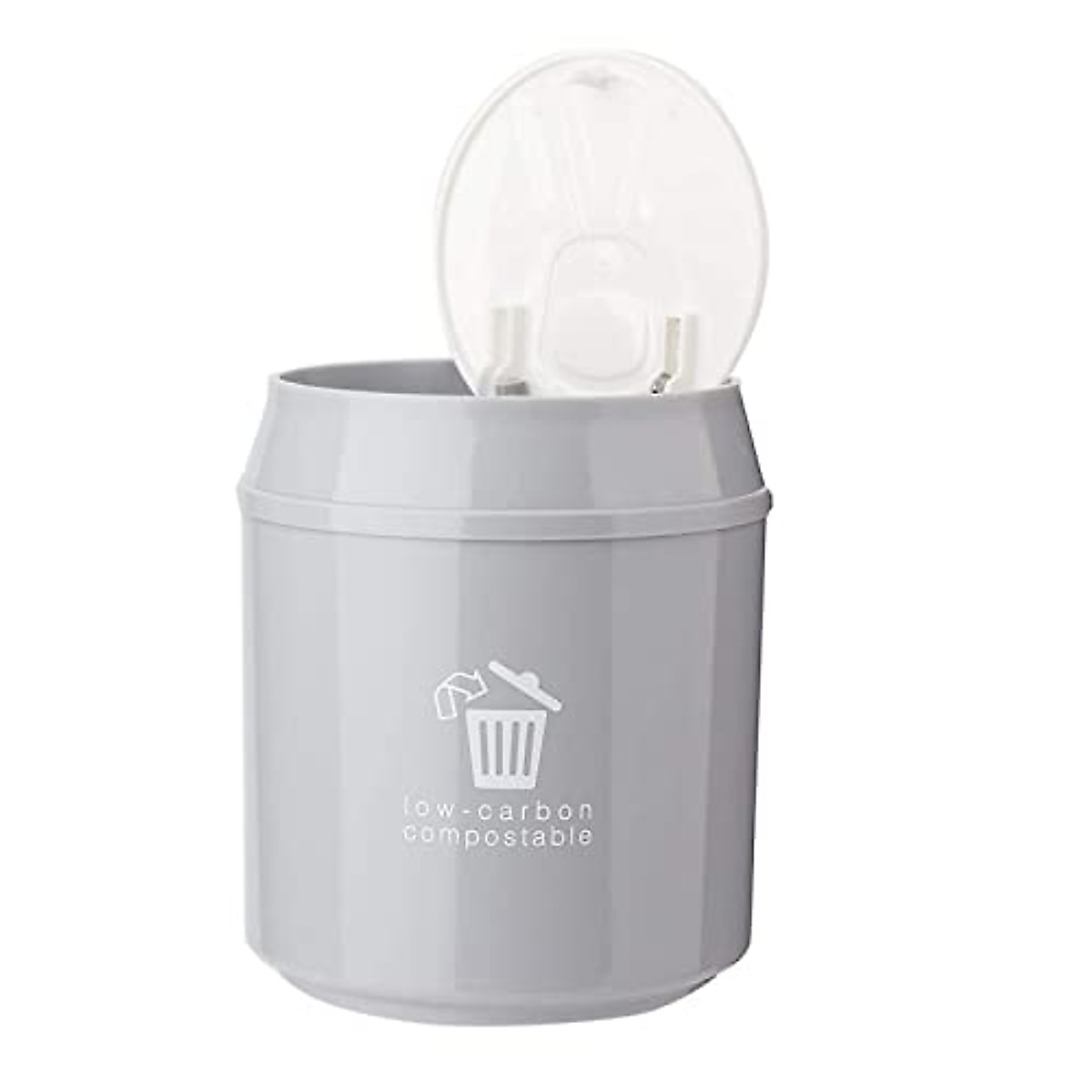 Mini Desktop Trash Can Storage Tube Push Creative Trash Can Kitchen Small Trash Bathroom Trash Blue(Gray)