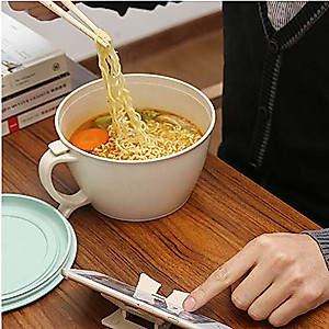 SOUJOY 2 Pack Noodle Bowl With Lid, 40 OZ Large Microwave Wheat Straw Soup Bowl with Phone Holder, Instant Noodle Bowl for Soup, Noodles, Ramen