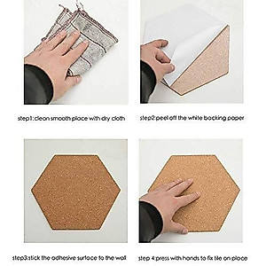 JF-XUAN Hexagon Cork Collage Board, Pin Board Decoration, Wall Cloth Bulletin Board, Very Thick 10 Piece, with Full Adhesive Back Side - Complimentary 50 Pieces Circuit Boards