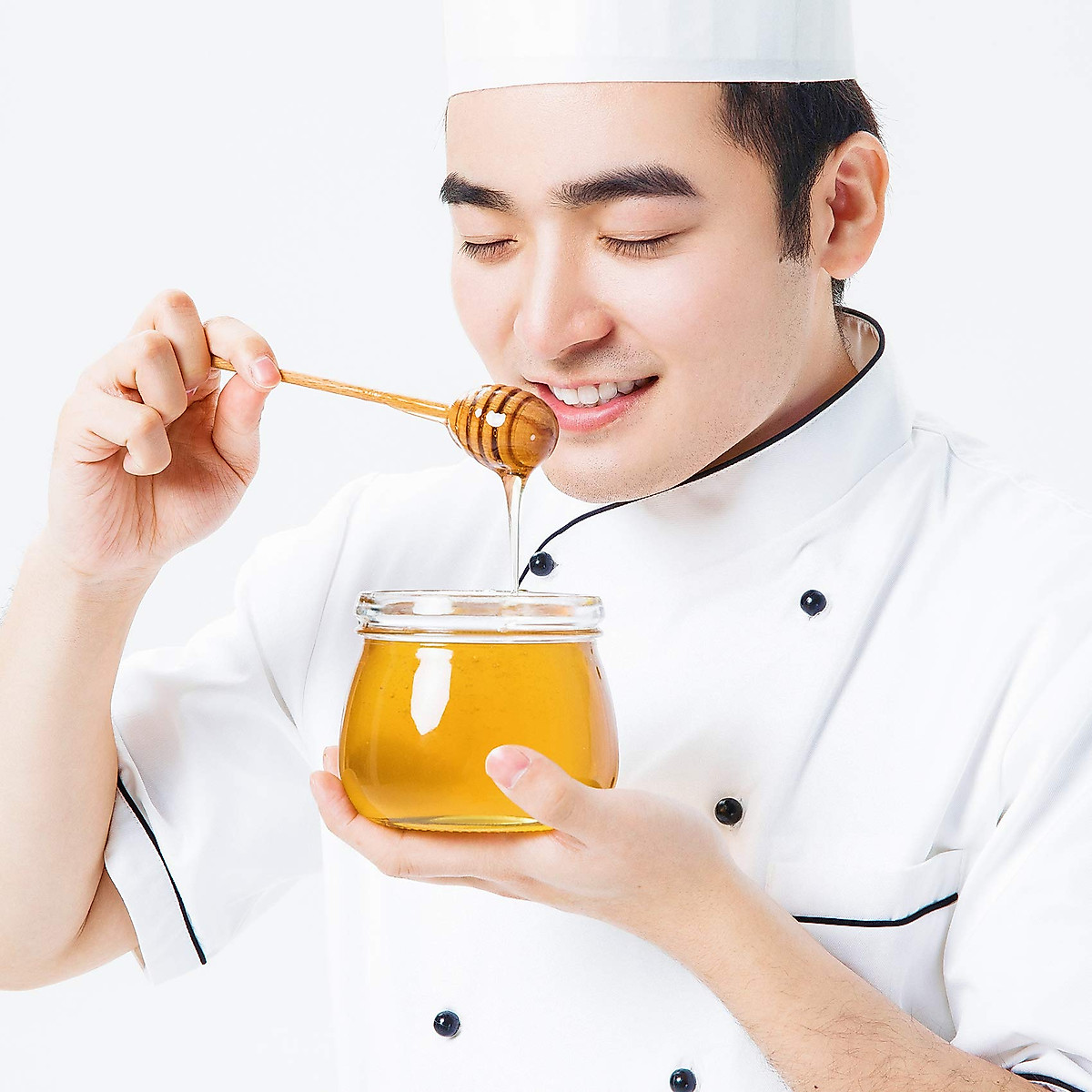 24 Pack Mini Wooden Honey Dipper Sticks, 4 Inch Mini Honey Stirrer Stick, for Honey Jar Dispense Drizzle Honey and Wedding Party Gift