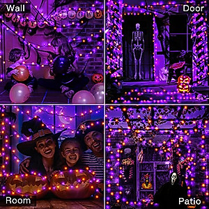 Ollny Halloween Lights Outdoor Indoor Decorations, 78FT 240LED Orange and Purple String Lights Waterproof, 8 Modes Plug in Timer Halloween LED Fairy Lights for Party Yard Tree Room Holiday Decor