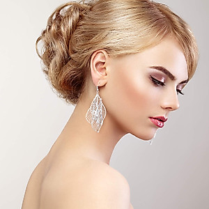 Hicarer 12 Pairs Drop Dangle Earrings Bohemian Long Fringed Earrings Vintage Statement Earrings for Women(Silver)