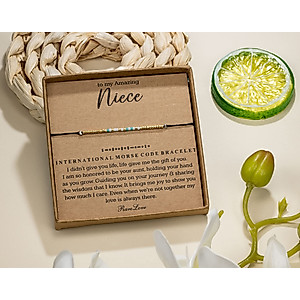 RareLove Niece Morse Code Beaded Bracelet Niece Gifts from Aunt Secret Message Jewelry Gift for Her, Waterproof Birthday Gift for Niece,Christmas Gift