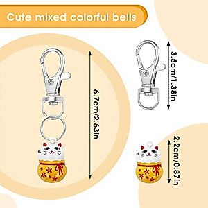 TIESOME Cat Collar Bells, 6pcs Fortune Cat Tiny Bells for Kittens Training Loud Bells with Breakaway Buckle for Cat Necklace Pendant Cat Collar Bells for Lucky with Key Rings