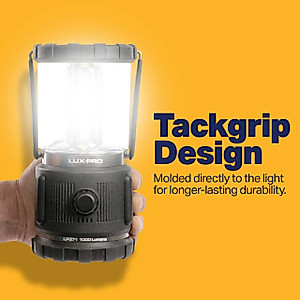 LUXPRO 4D Rugged 1000 Lumen LED Lantern with 4 Broadbeam LEDs for Up to 20 Hours of Use - Camping Lantern with Rubberized Metal Handle and IPX4 Water-Resistant Rating