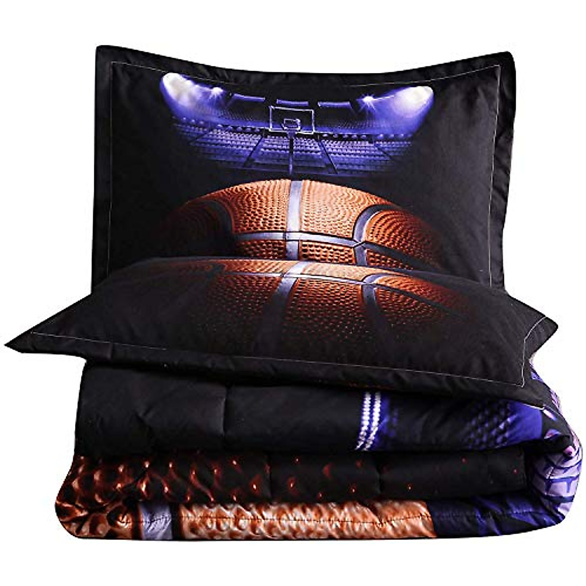 Btargot Basketball Comforter Sets Twin for Boys Teens,3D Sports Basketball Bedding,Soft Microfiber Reversible Quilt with 2 Matching Pillow Shams
