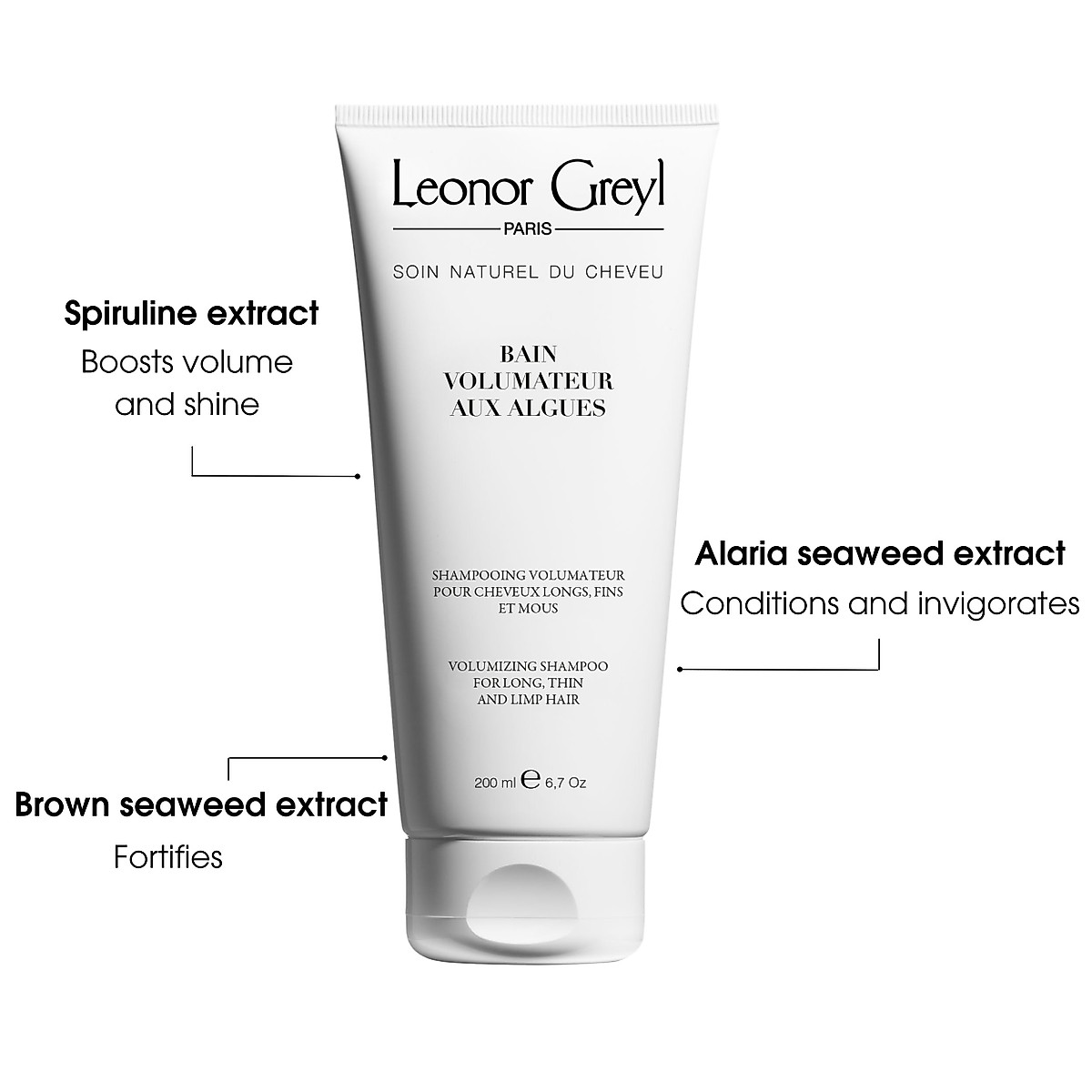 Leonor Greyl Paris - Bain Volumateur Aux Algues - Volumizing Shampoo for Long, Fine Hair - Natural Vegan Shampoo for Hair Volume (6.7 Oz)