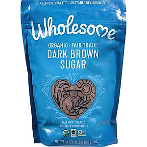 Wholesome Sweeteners 24-Ounce Organic Dark Brown Sugar, Fair Trade, Non GMO, Gluten Free & Vegan, Sugar for Baking and Glazing, 1 Pack