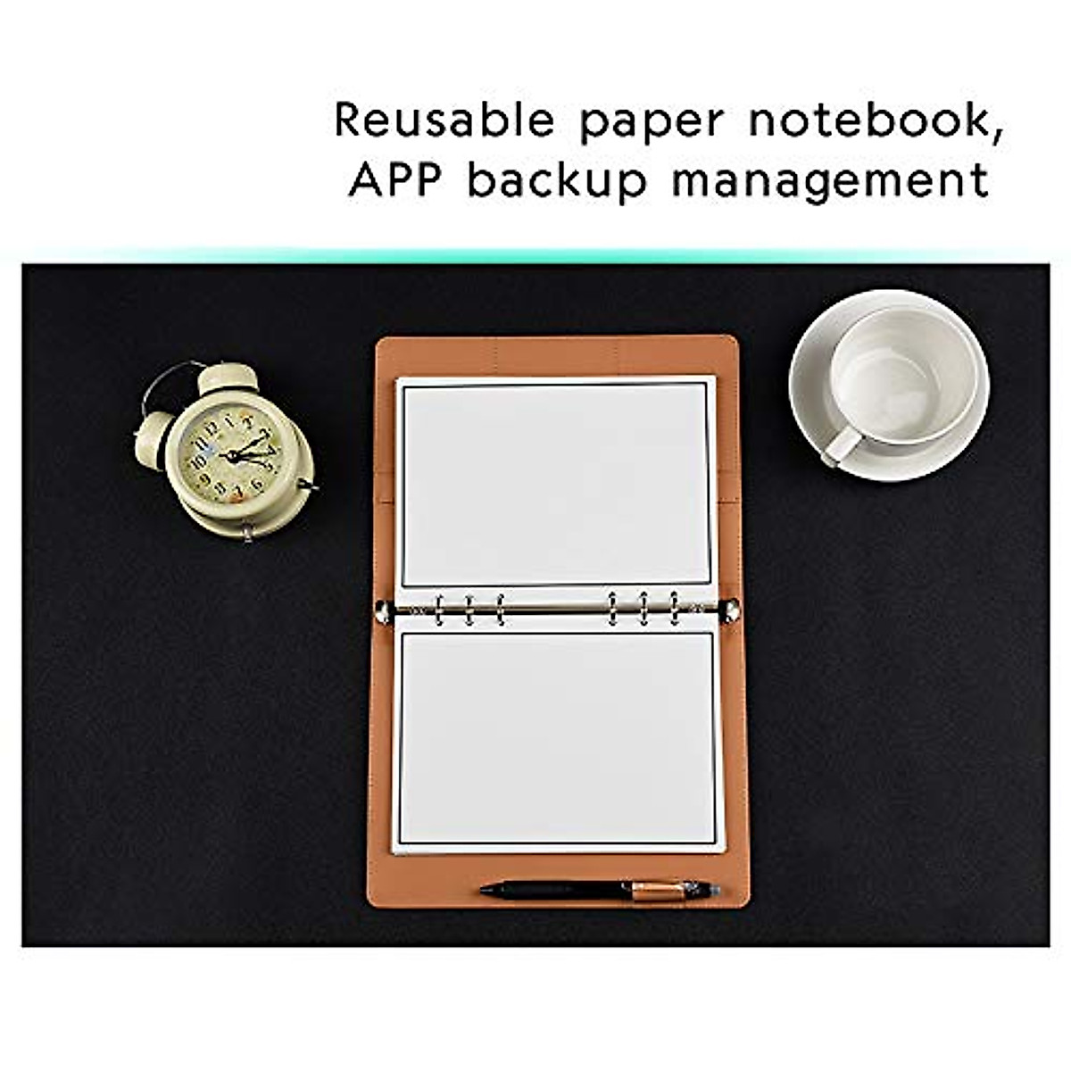 Smart Reusable Notebook with A Pen, A5 Waterproof Erasable Smart Notebook Repeating Loose Leaf Diary Stone Paper Business Notebook 10ml (BK)