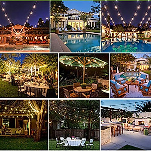 Svater LED Outdoor String Lights 36FT, Patio Lights with 20 Glass Edison Bulbs, Dimmable IP45 Waterproof Outdoor Hanging Globe Lights 2700K Warm White(2 Pack X 18FT)
