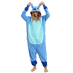 Superband Animal Cosplay Costume Adult Onesie Pajamas Cartoon Sleepwear Blue