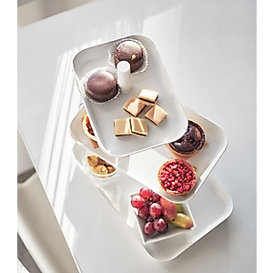 Yamazaki Home 3-Tier Serving Stand - Appetizer Tray Organizer for Party or Kitchen Steel One Size White