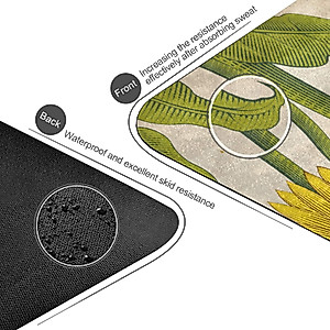 OTVEE Honey Bees And Wildflowers Yoga Mat for Women Non Slip Ultra Thin 1 MM Travel Yoga Mat with Carrying Bag Suede Fitness Exercise Mat for Yoga Pilates Workout Routines Camping