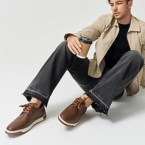 Jousen Men's Casual Shoes Memory Foam Mens Fashion Sneakers 3 Eyelets Business Dress Sneaker (A81Q06 Dark Brown 10.5)