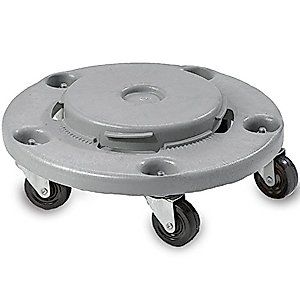 Janico 1040 Trash Can Dolly - Heavy Duty Bolted Casters, Round, Grey, Fits 20 32 44 55 Gallon Containers