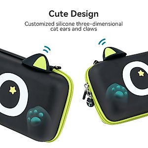 GeekShare Carry Case Compatible with Switch/Switch OLED Large Capacity PU Hardshell Travel Carrying Case fit Switch Console & Game Accessories - Luo Xiaohei