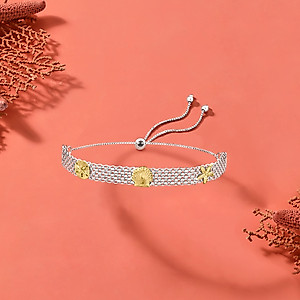 Ross-Simons Sterling Silver and 18kt Gold Over Sterling Sea Life Bismark-Link Bolo Bracelet