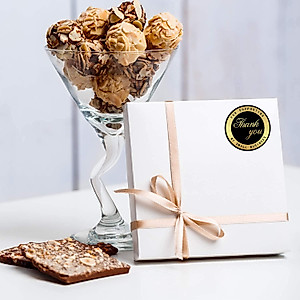 Mercei Thank You Stickers with Black Background and Wide Matte Gold-foil Ring; 4 Elegant Handwriting Font Designs; 500 pcs Classic Round Adhesive Labels per Roll; Wide for Personal and Business Use