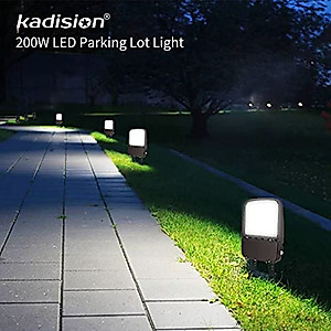 kadision 240W LED Parking Lot Light with Dusk to Dawn Photocell, Dimmable Shoebox Lights with Trunnion Mount, 130LM/W 5000K Daylight 100-277V, 150W/200W/240W Power Tunable