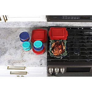 Bovado Glass 4 Cup Food Storage Containers with Red Airtight Lids 30oz/4 Cup/1 Quart (Set of 4) | Freezer-to-Oven Safe Bowls for Meal Prep, Leftovers, Baking, Cooking & Lunch | BPA-Free Kitchen Items