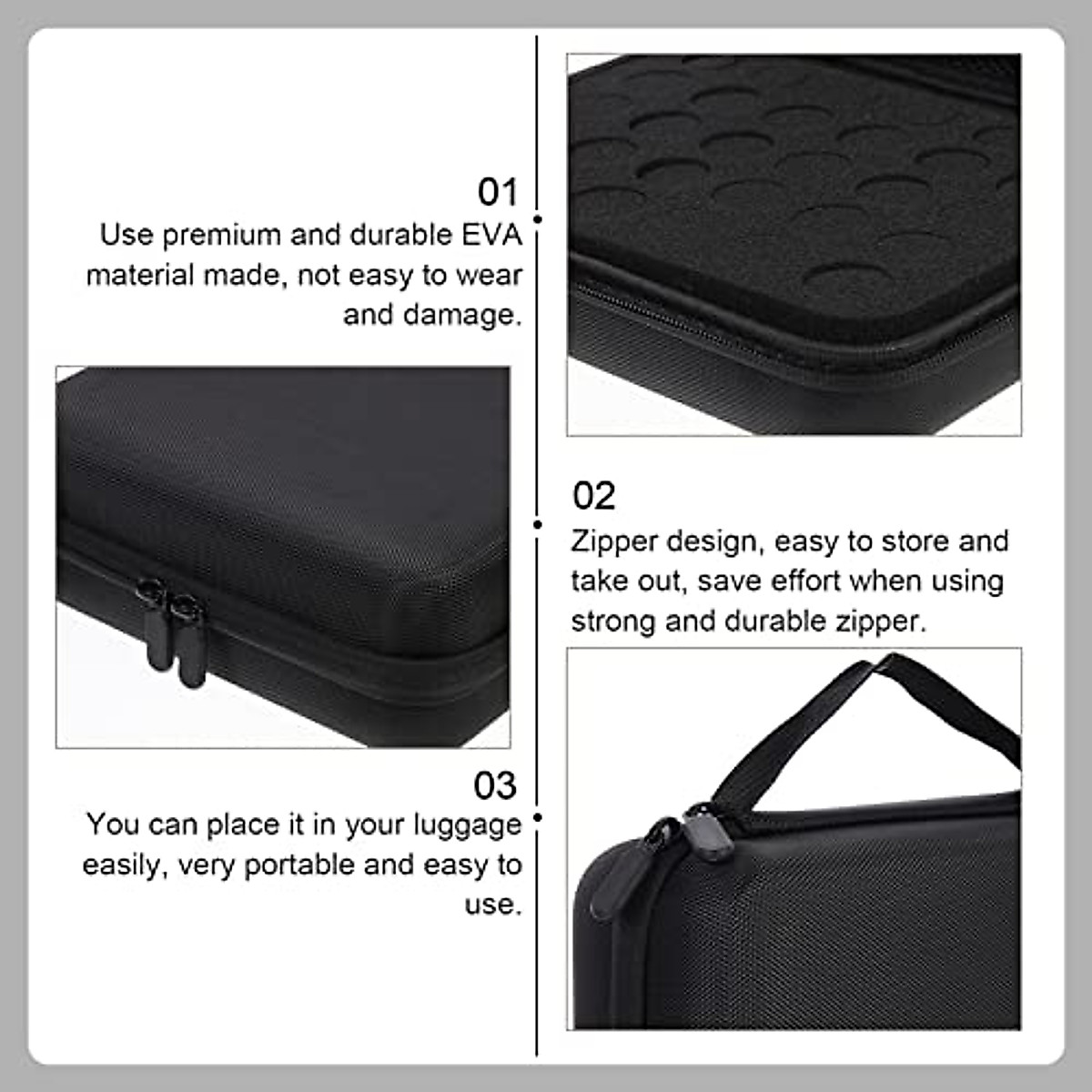 SEWACC Essential Oil Storage Case Travel Carrying Holder Art Craft Organizer Bag for 5ml 10ml 15ml Essential Oil Bottles Black