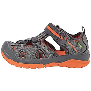 Merrell Kid's Unisex Hydro Sport Sandal, Grey/Orange,11 Big Kid