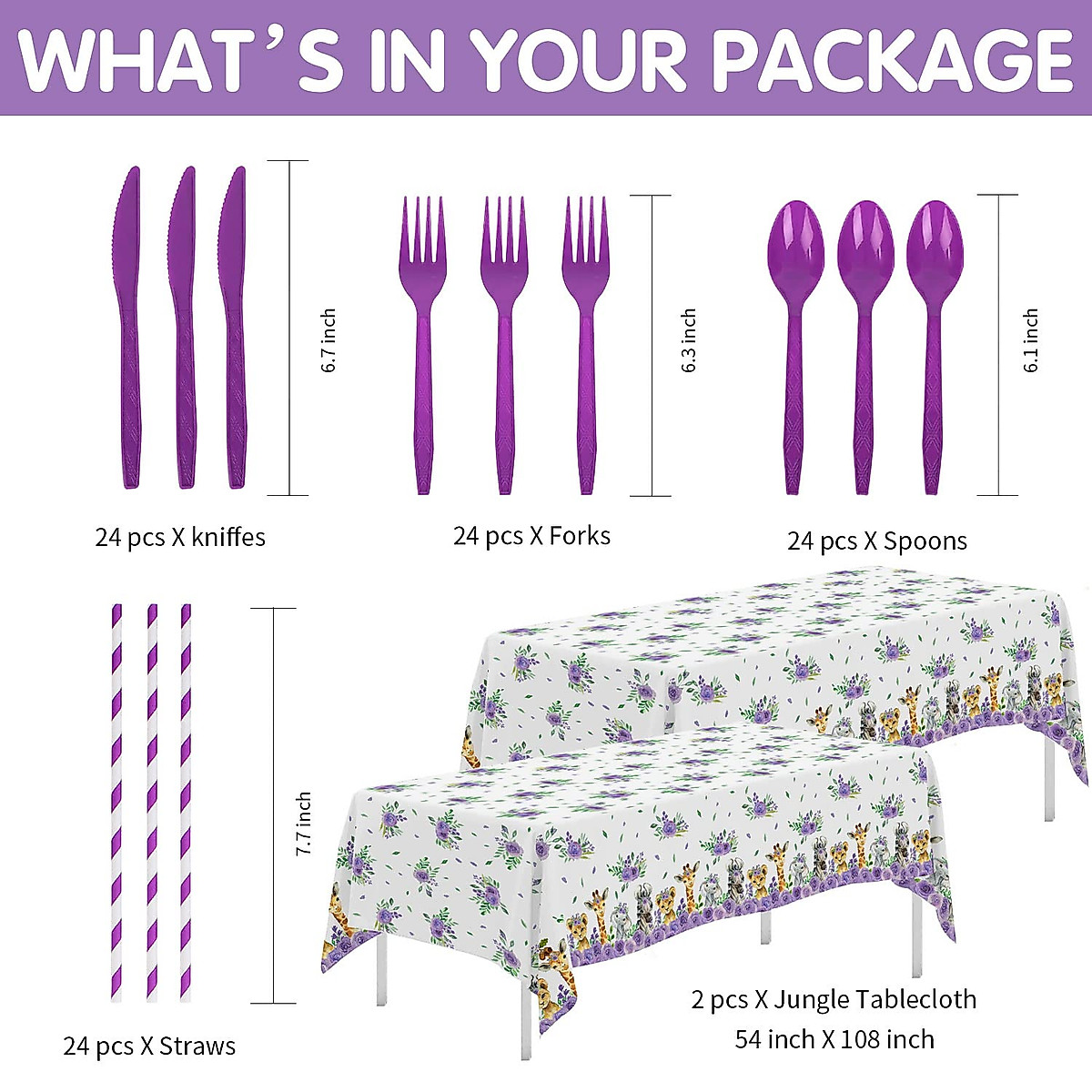 APOWBLS Safari Jungle Theme Party Supplies Girl - Jungle Safari Birthday Baby Shower Decorations Tableware, Plate, Cup, Napkin, Tablecloth, Cutlery, Straw, Animal Safari Party Decorations | Serve 24