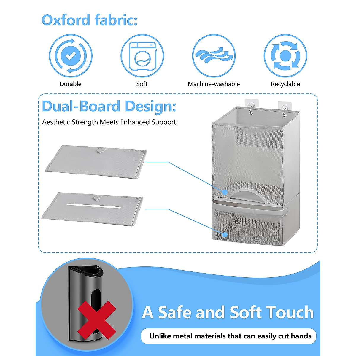 2 in 1 Plastic Bag Holder, Extra Large Grocery Bag Holder, Wall Mount Trash Bag Dispenser Roll Holder, Bag Saver, Garbage Bag Holder Organizer for Home Kitchen Mom Wife Gifts