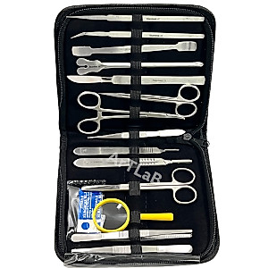 New Premium Stainless Steel Biology Lab/Anatomy/Medical Student Dissection Kit Set - Scalpel Knife Handle,Blades, Forceps, Scissors and Tweezers- Medical Students and Veterinary (Set of 34 Each)
