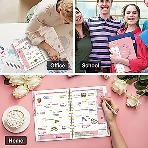 2023 Weekly & Monthly Planner, Jan. 2023 - Dec. 2023, AIMPEAK Weekly Planner 2023 with Tabs, Calendar Planner with Inner Pocket, Pen Loop, Flexible Cover，Spiral Binding, Pink(7"x10")