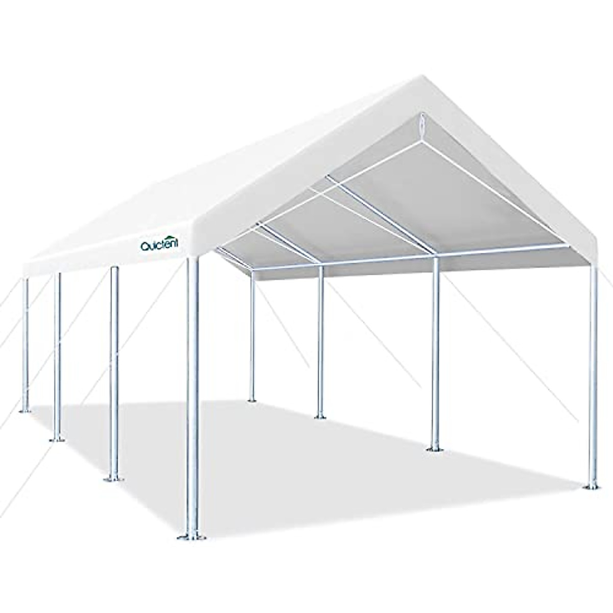 Quictent 10’x20’ Heavy Duty Carport Car Canopy Galvanized Car Boat Shelter with Reinforced Steel Cables-White