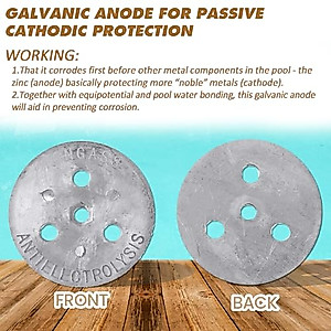 TonGass Zinc Anode Weight - Anti-Electrolysis Sacrificial Anode - Galvanic Anode for Passive Cathodic Protection - Bolts Inside or Outside Skimmer Baskets - Salt System Swimming Pool Must-Have