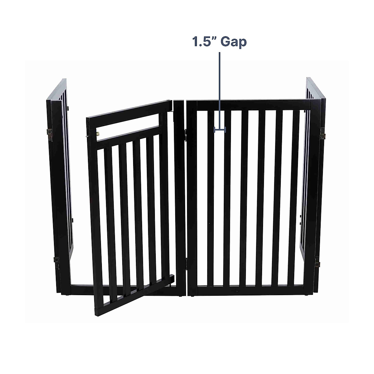 TRIXIE Freestanding 4-Panel Pet Gate, Foldable Pet Barrier Fence, Convertible Pet Pen, 32-in Tall, Walk Through Door, Brown