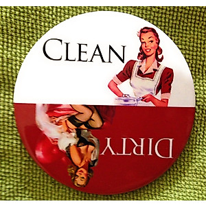 Aloha Girls Gifts Big 3.5” Dirty Clean Dishwasher Magnet Ends Common Kitchen Problem. Adheres to Any Surface. Red and White.