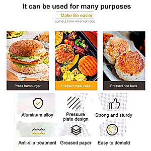 DJ.KEKAO Two at a Time Round Shape Hamburger Press Aluminum Alloy Hamburger Meat Beef Grill Burger Press Food Mold Kichen Tool with 100 Pieces Waxed Papers for Cooking (Two)