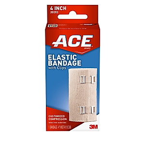 ACE 4 Inch Elastic Bandage with Clips, Beige, Ideal for Sports, Comfortable design with soft feel, Wash and Reuse