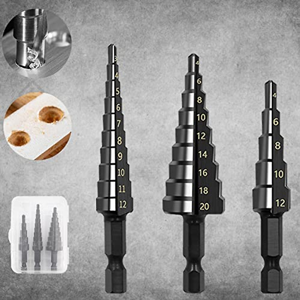 Hex Handle Step Drill Bit, Heat Treatment Step Drill Bit Non Slip for Metal
